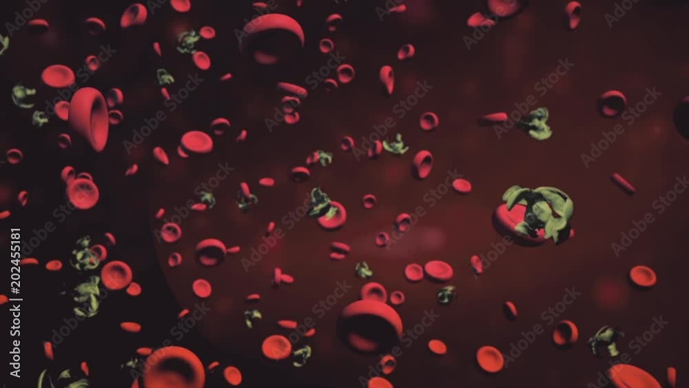 Virus inside organism. Microscopic Virus cell living among healthy ...