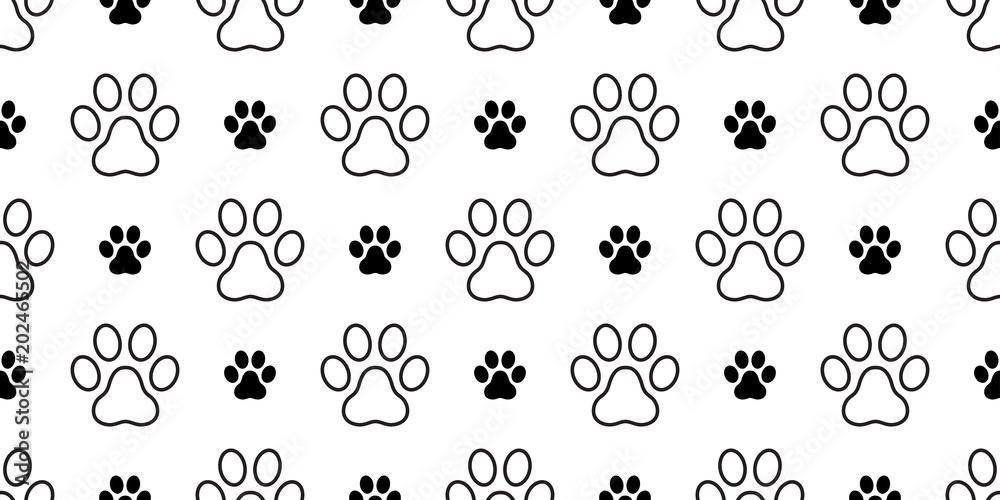 Dog Paw Seamless Pattern vector Cat Paw footprint isolated repeat ...