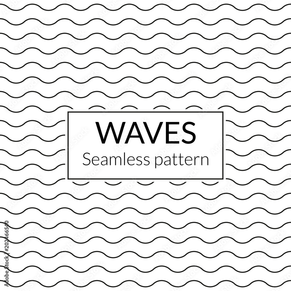 Waves seamless background. Water pattern. Wavy lines texture. Vector ...