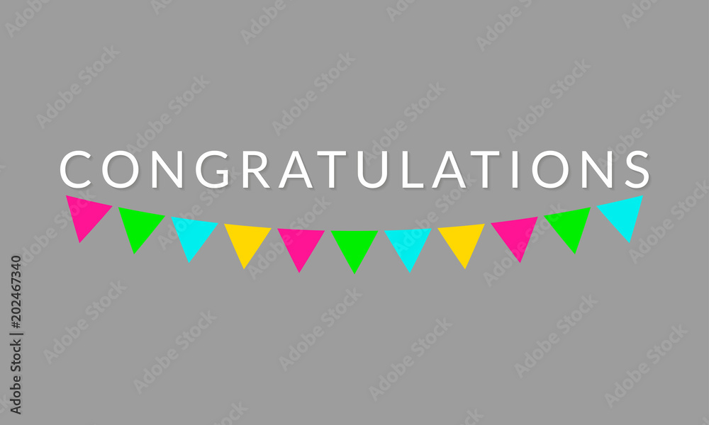 Congratulations banner. Congratulate text with colorful bunting flags ...