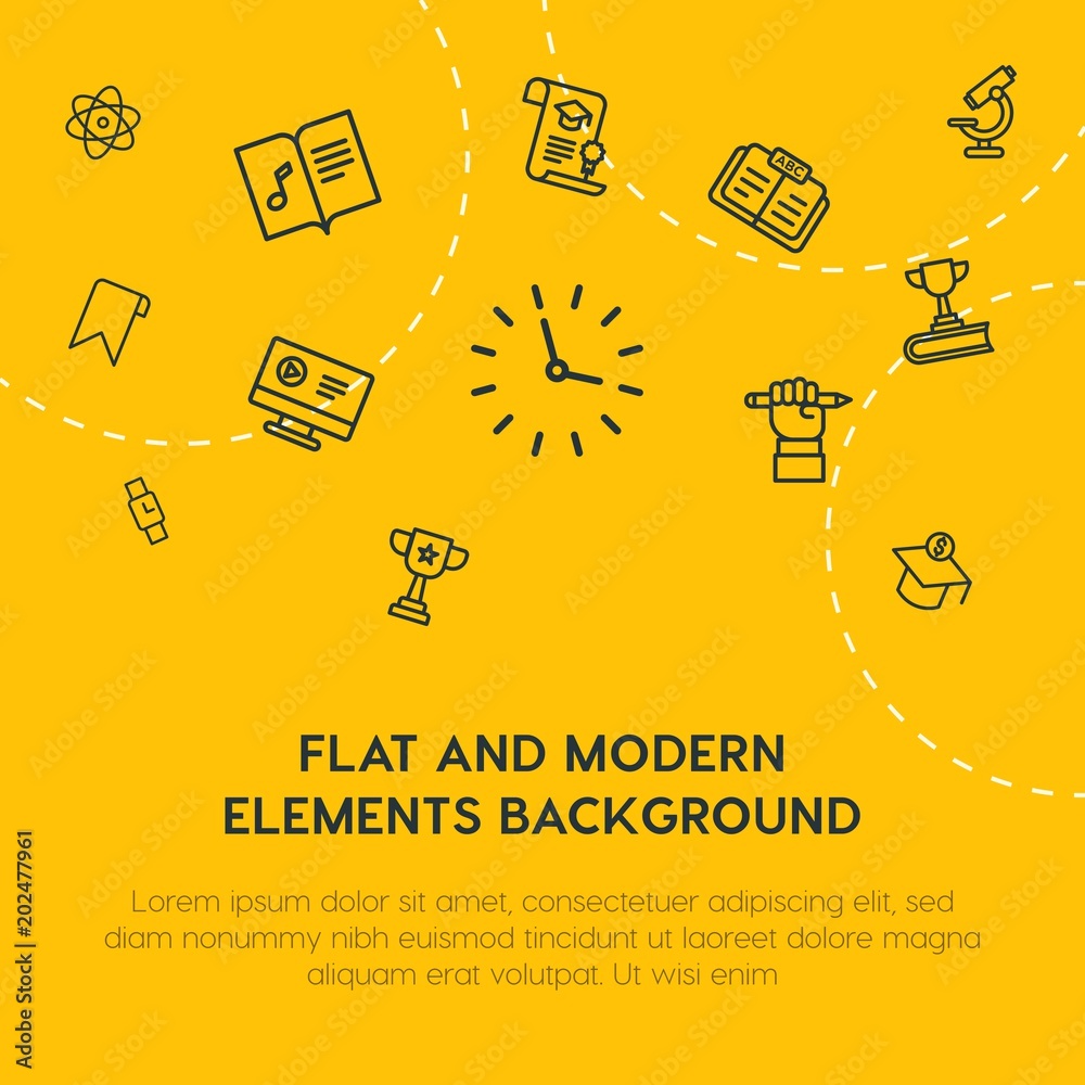 science, time, bookmarks, education outline vector icons and elements ...