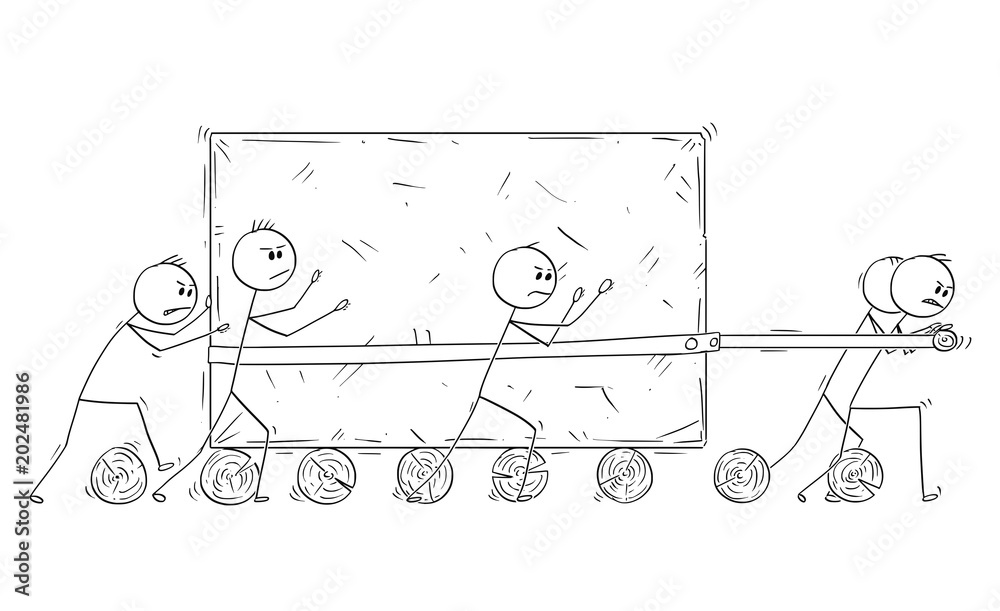 Cartoon stick man drawing conceptual illustration of group of people or ...