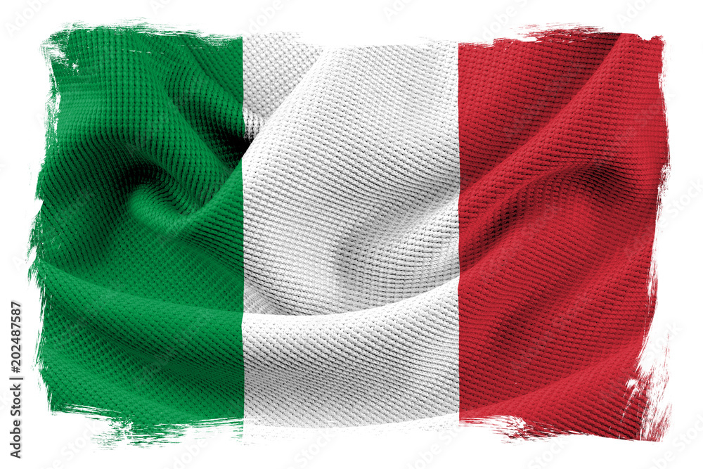 Cool Italy Flag 3D Texture Fabric Realistic Look Isolated on White ...