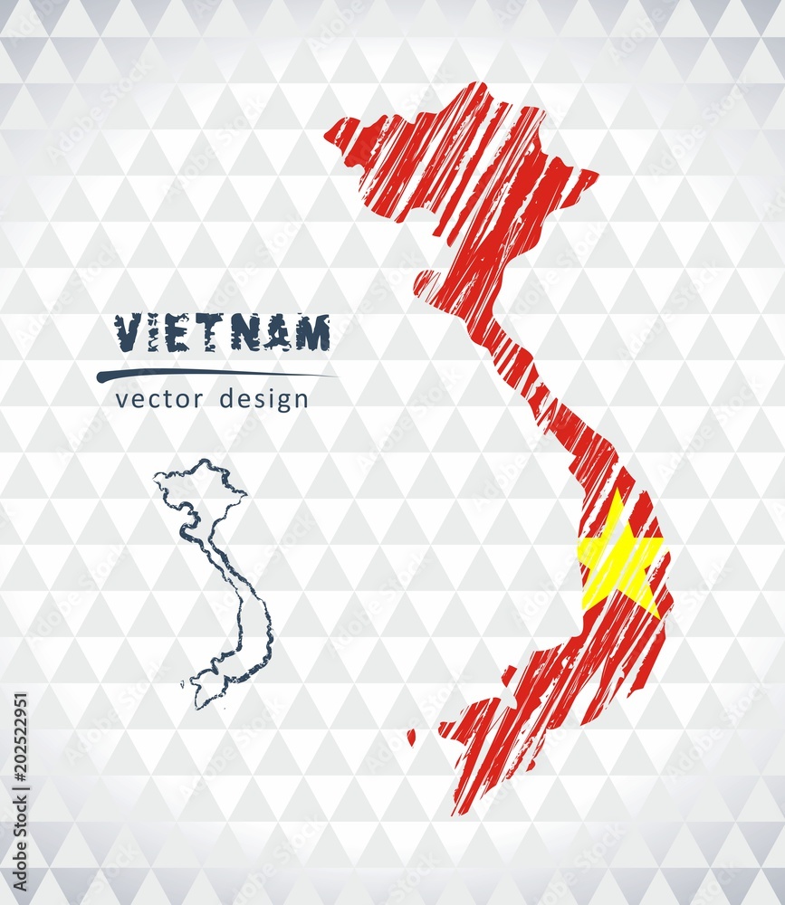 Map of Vietnam with hand drawn sketch pen map inside. Vector ...
