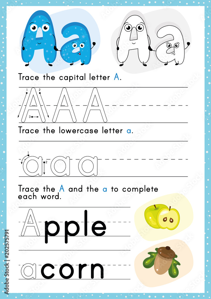 Alphabet Tracing Worksheet: Writing A-Z.Exercises for kids. A4 paper ...