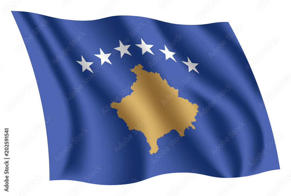 Kosovo flag. Isolated national flag of Kosovo. Waving flag of the ...