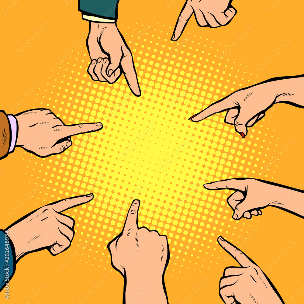 hands point to the center Stock Vector | Adobe Stock