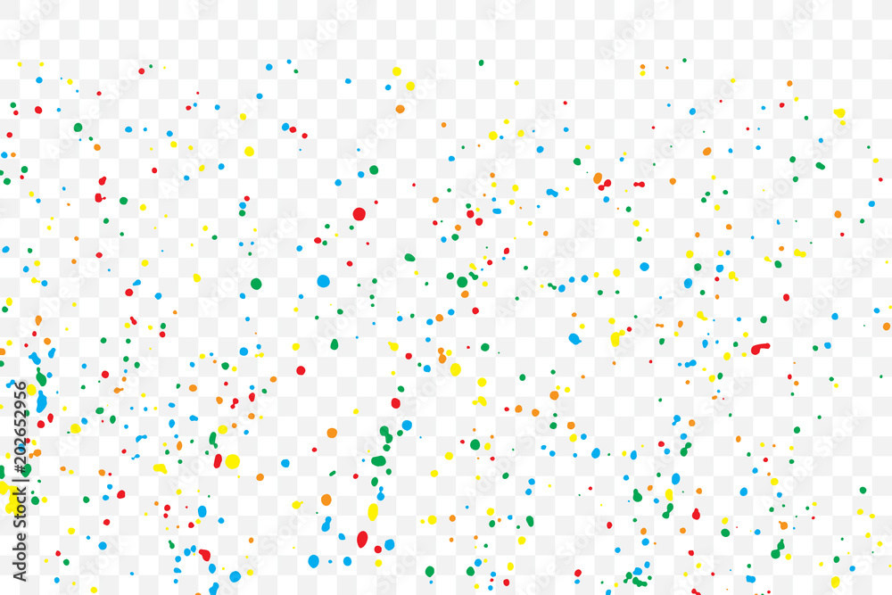 Transparent background with many falling tiny round random confetti ...