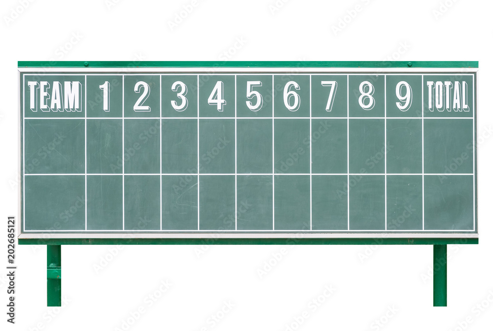 Retro Grren baseball scoreboard isolated on white background Stock ...