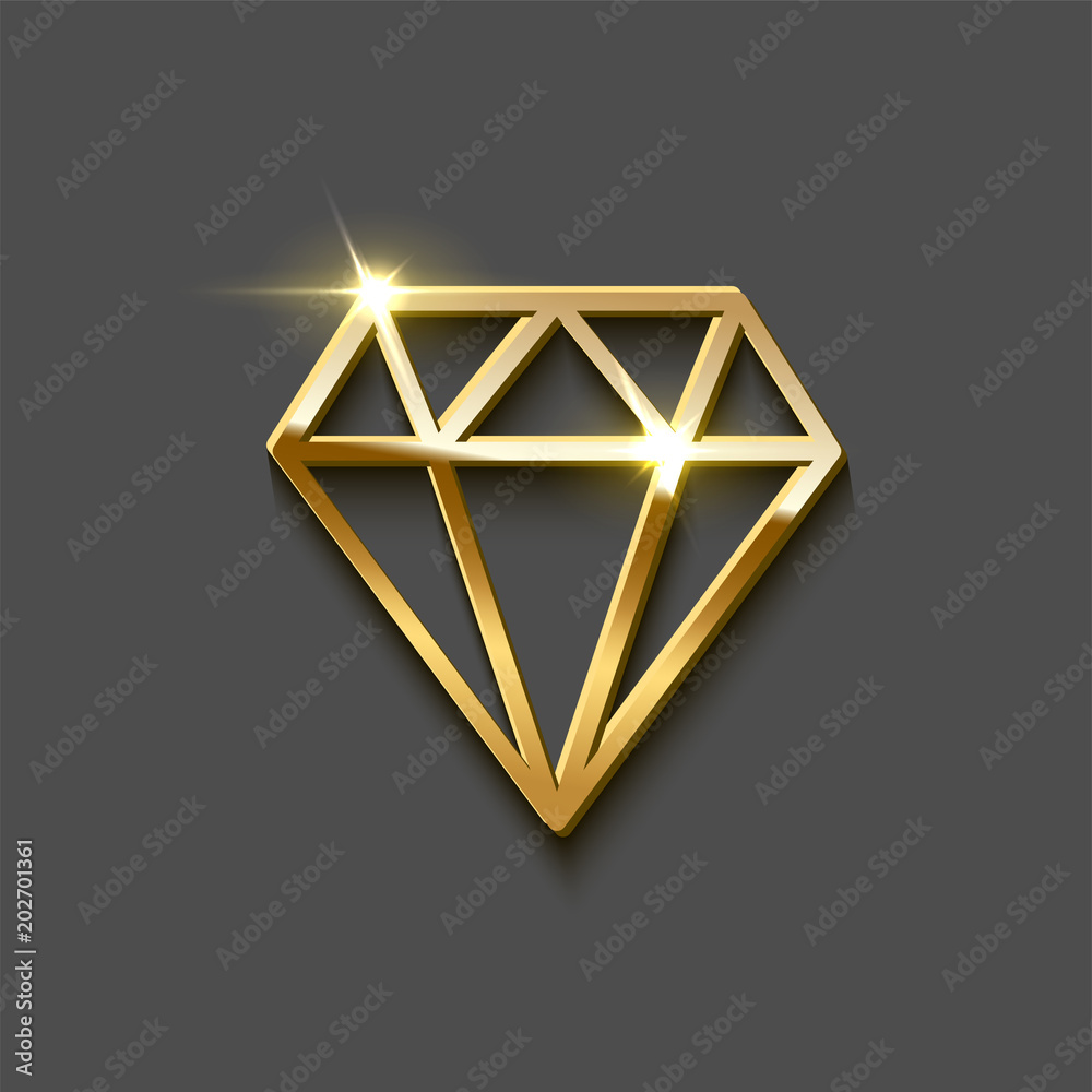 Diamond brilliant shape made of gold. Vector luxury design element ...