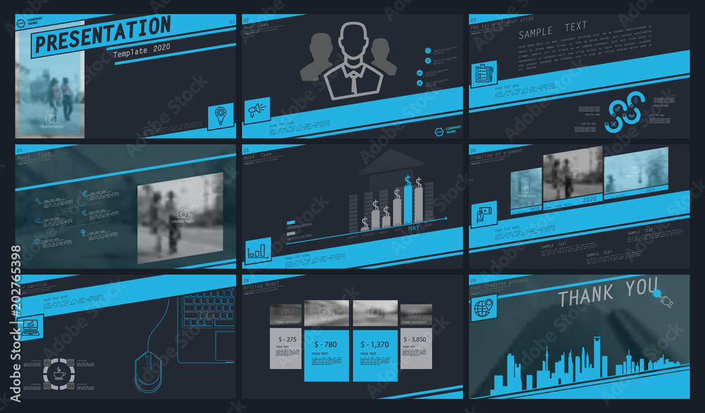 Blue, gray, elements for infographics on a dark background. The best ...