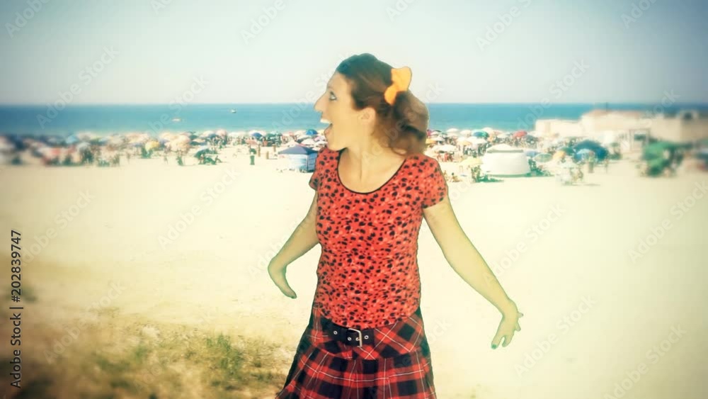 Fake scene, intentionally bad chroma-key: a wannabe little girl ...