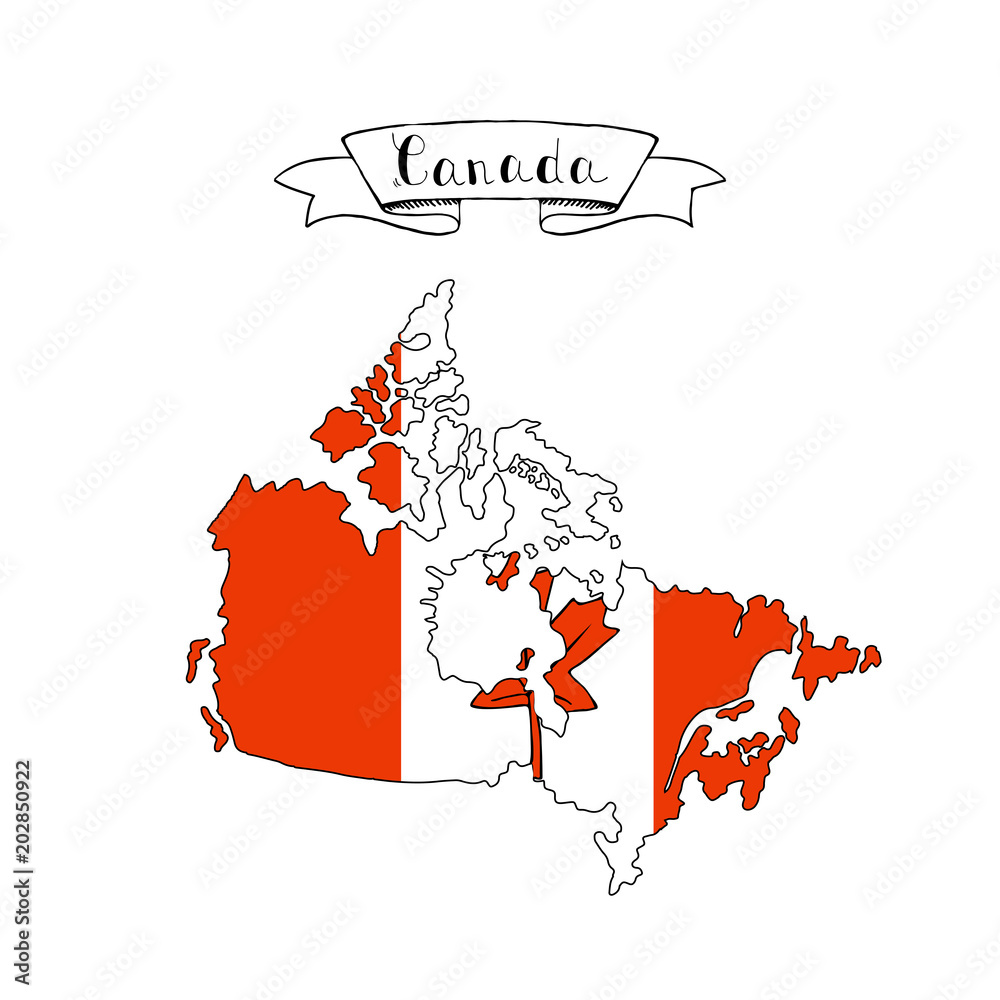Hand drawn doodle Canada country map icon Vector illustration isolated ...
