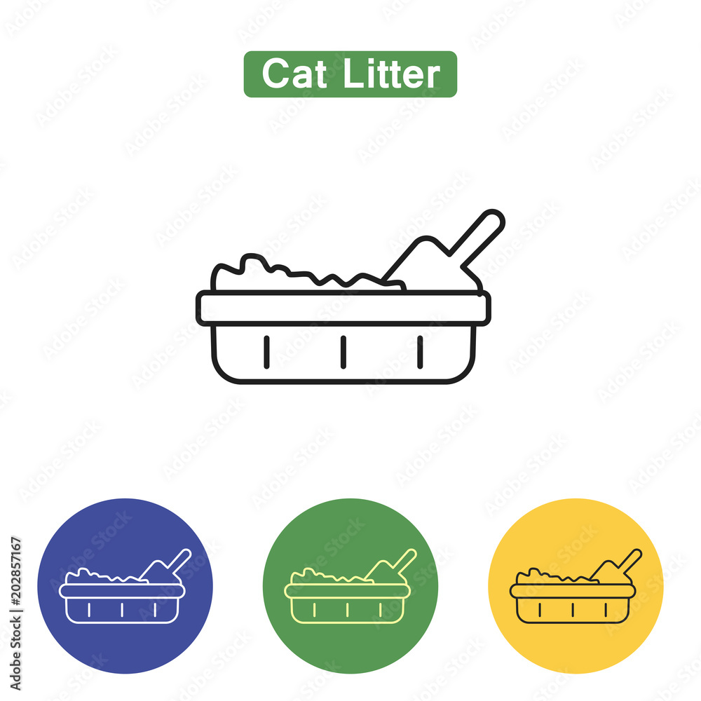 Cat litter line icon Stock Vector | Adobe Stock