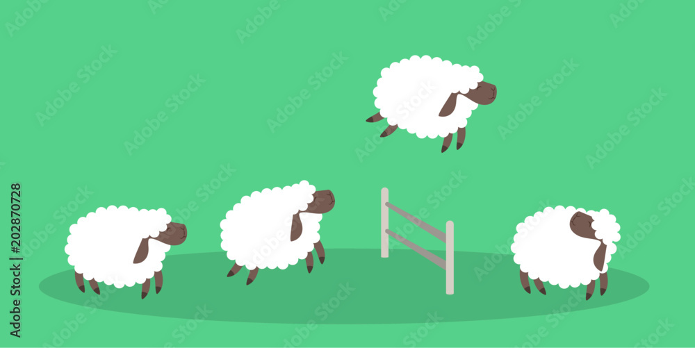 Jumping sheep on green Stock Vector | Adobe Stock