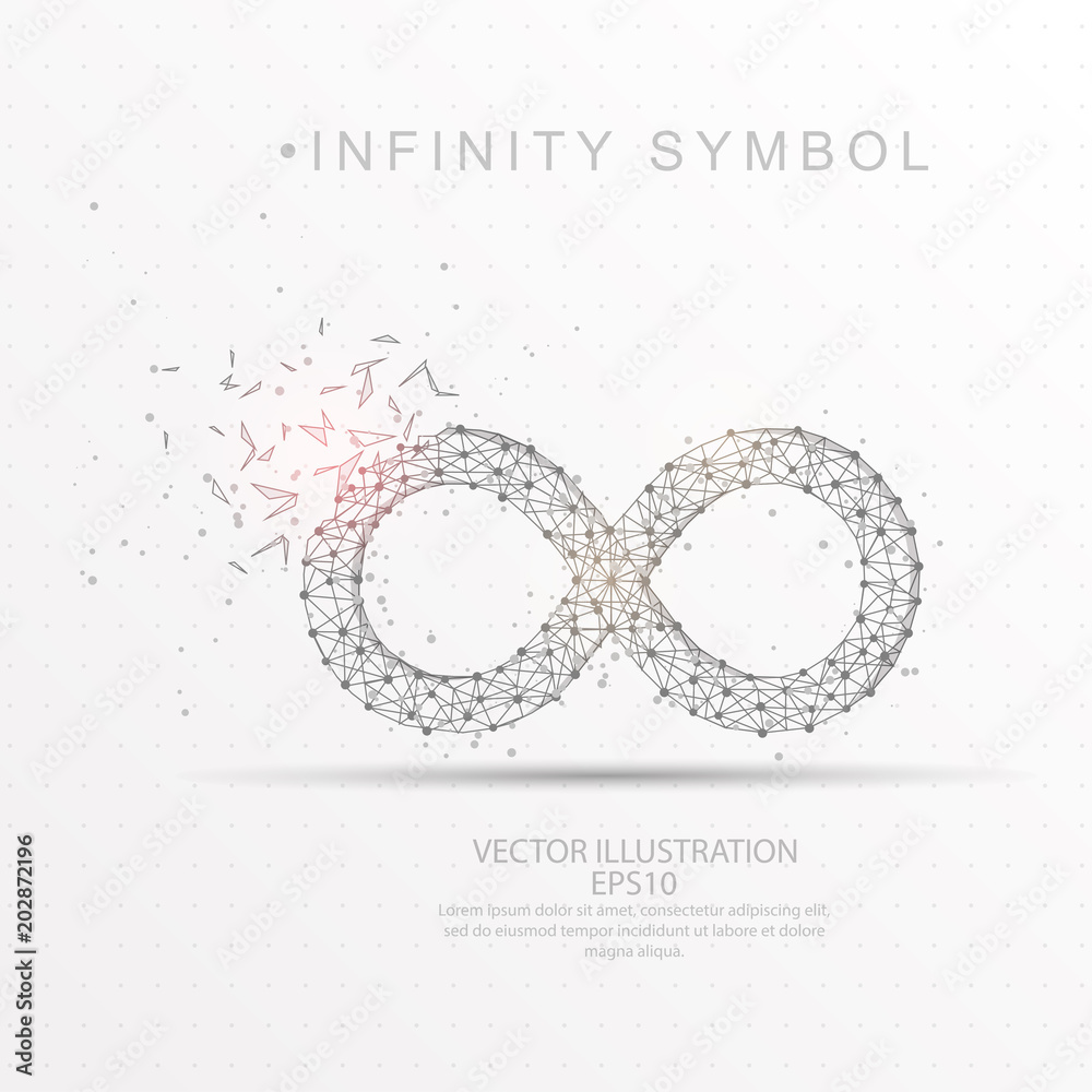 Infinity symbol shape digitally drawn low poly wire frame. Stock Vector ...