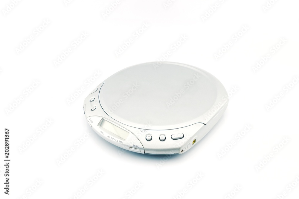 Old-fashioned CD player on white background Stock Photo | Adobe Stock