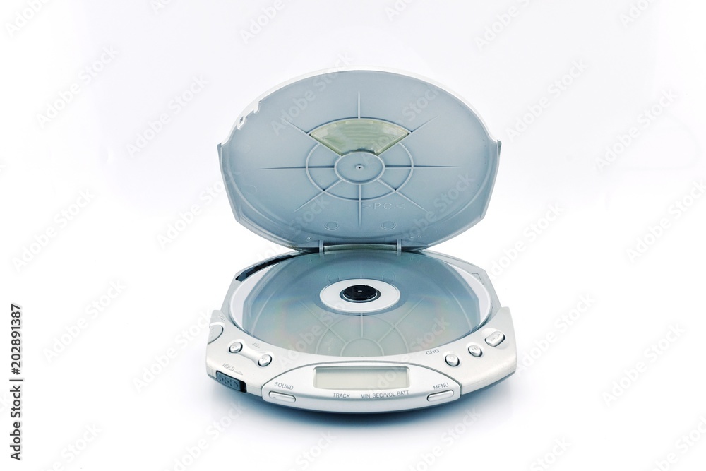 Old-fashioned CD player on white background Stock Photo | Adobe Stock