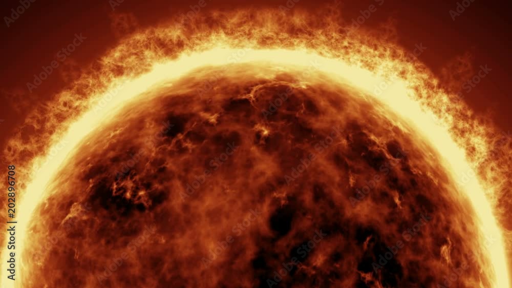 4K Realistic Sun surface with solar flares, Burning of the sun isolated ...