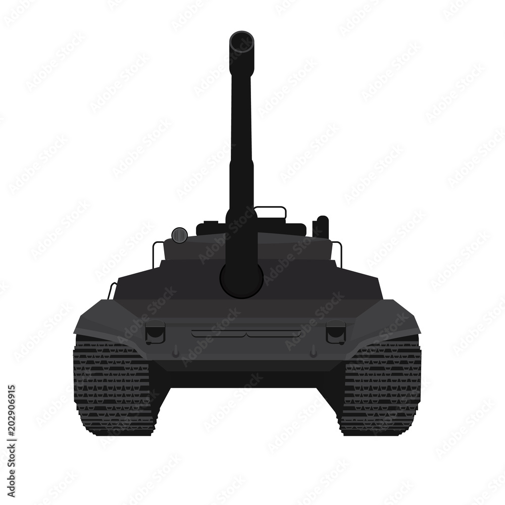 Black Big military tank silhouette illustration vector with high ...