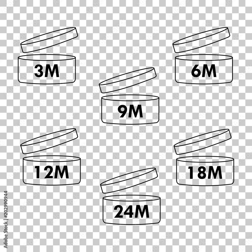 Vector set of icons indicating the period of the product after the ...