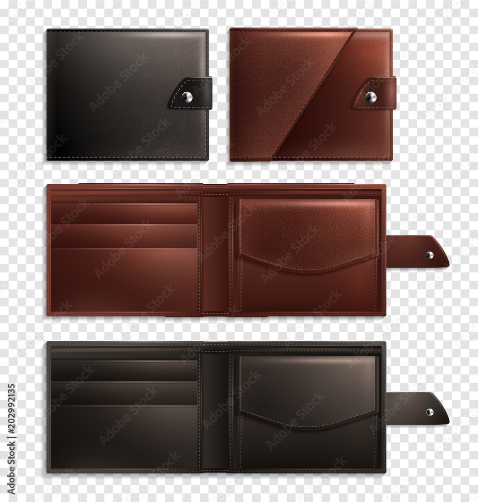 Realistic Wallet Transparent Icon Set Stock Vector | Adobe Stock