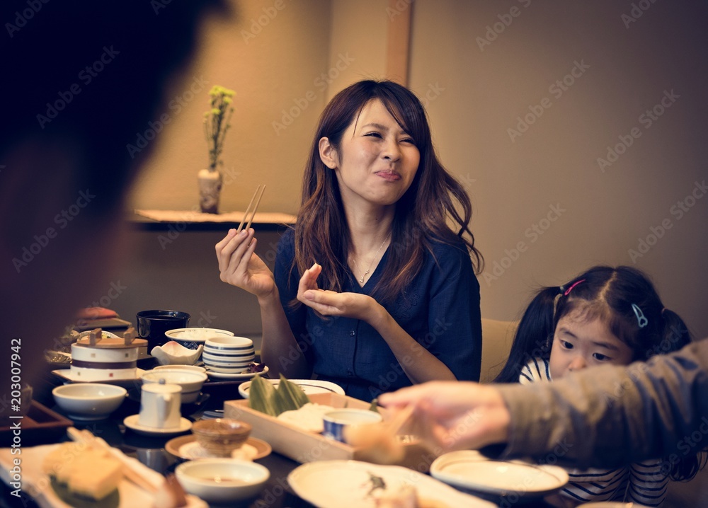 Japanese family dinner Stock Photo | Adobe Stock
