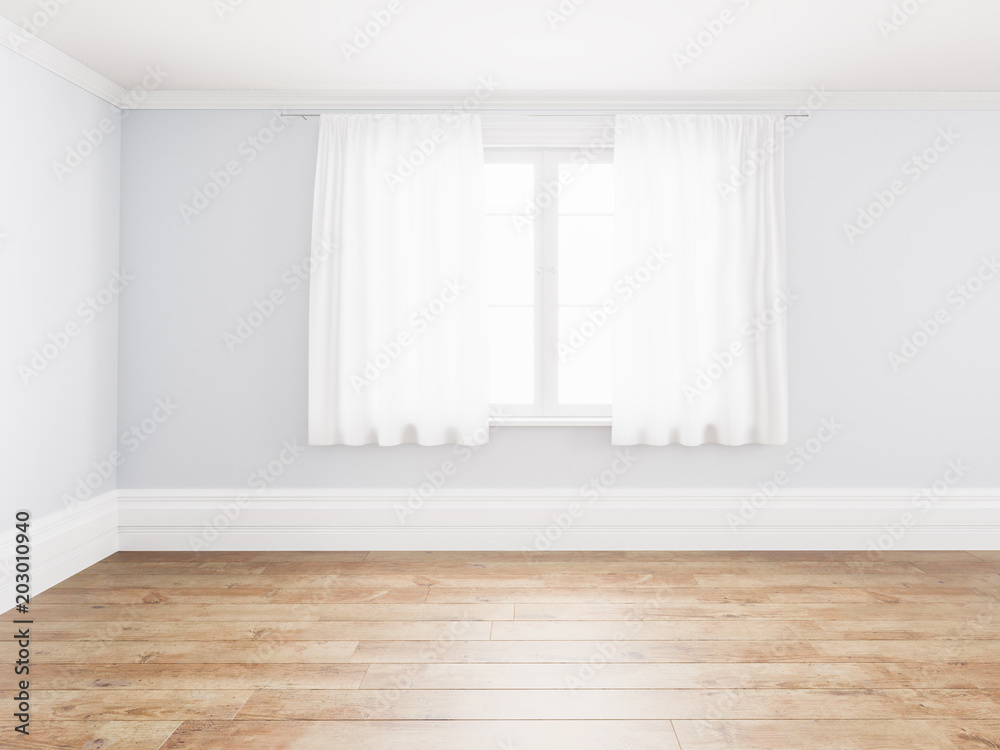 Blank simple interior room background empty white walls corner and ...