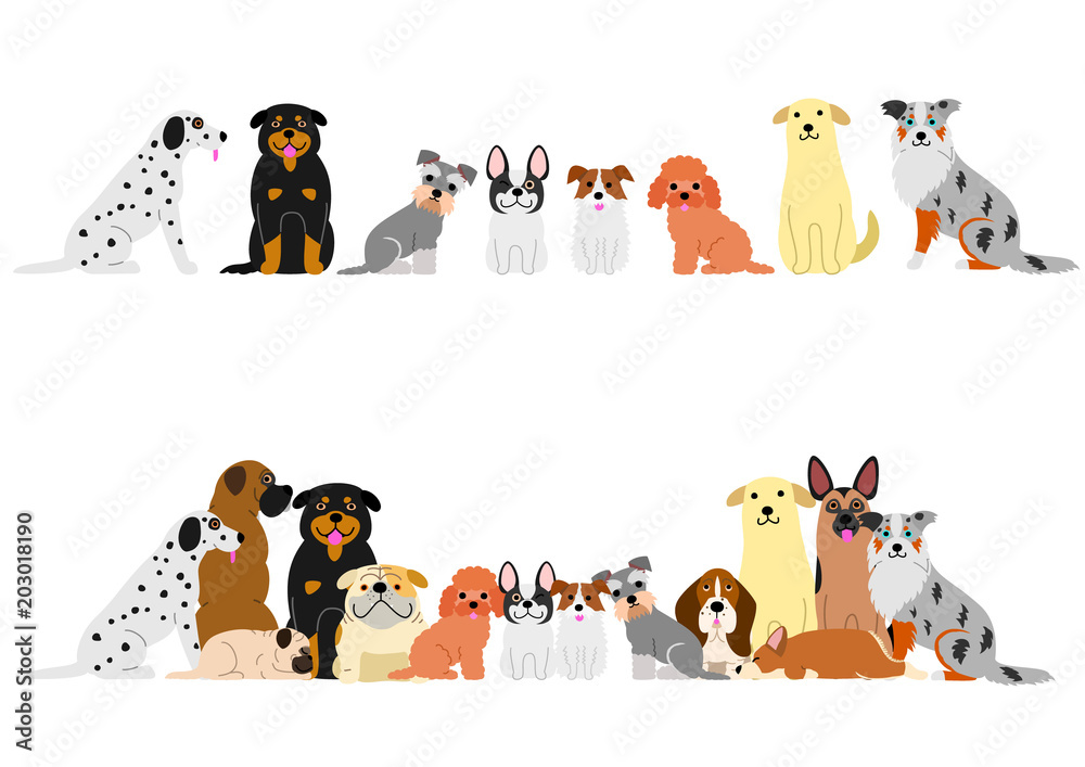 various dogs border set Stock Vector | Adobe Stock