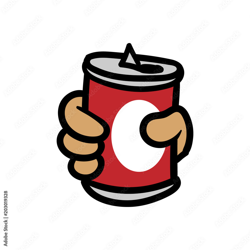 Cartoon Hand Holding a Can Stock Vector | Adobe Stock