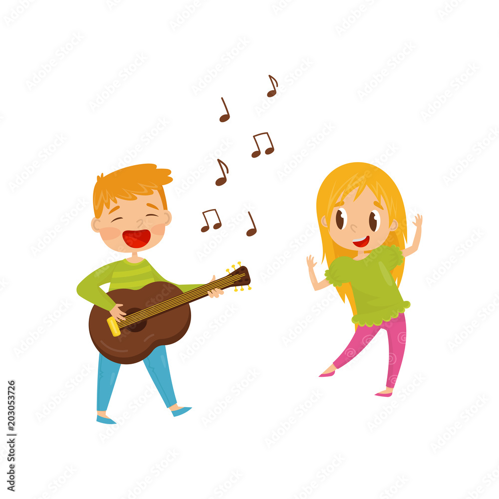 Young Kids Singing And Dancing Clipart