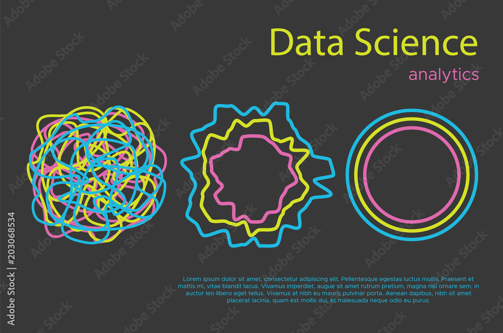 Big data science vector illustration. Machine learning algorithm for ...