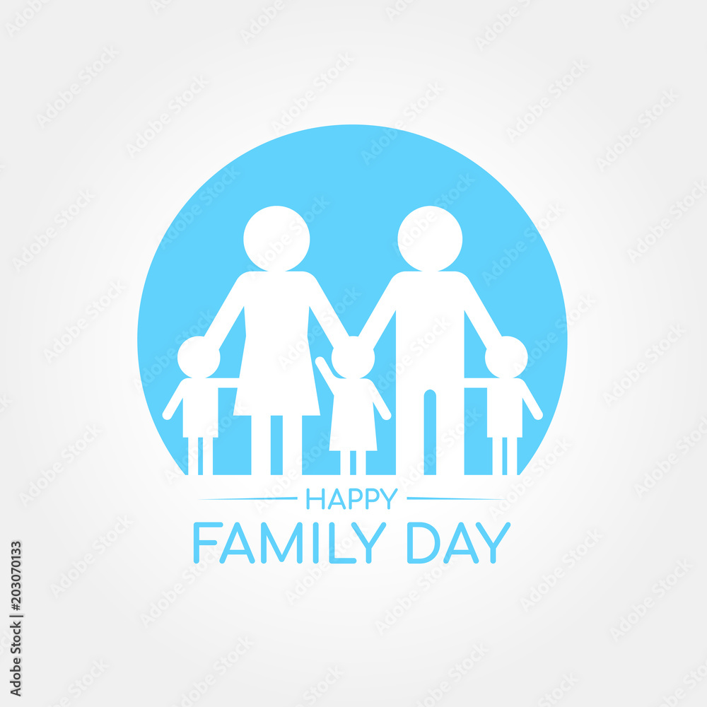 Happy family day banner with Parents and children hand in hand in ...