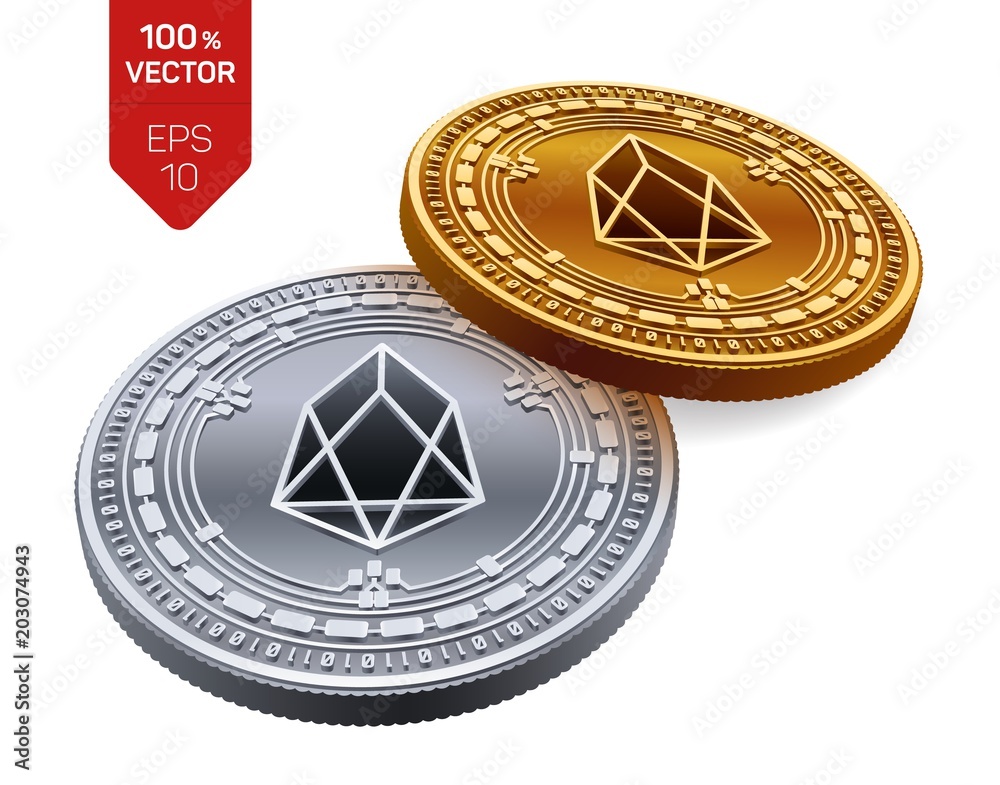 EOS. Crypto currency. 3D isometric Physical coins. Digital currency ...