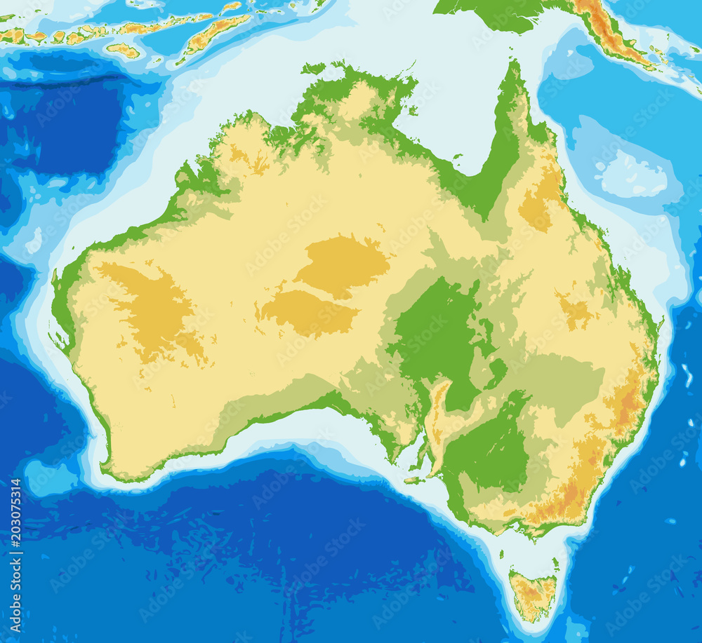 Australia physical map Stock Vector | Adobe Stock
