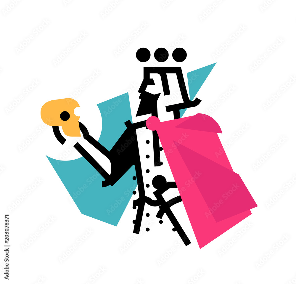Ilustrace „Logo for theatrical studio. Illustration of a Hamlet with a ...