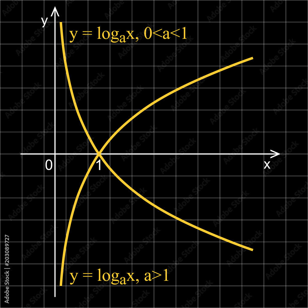 Linear graph in a coordinate system. Logarithmic curve. Stock Vector ...