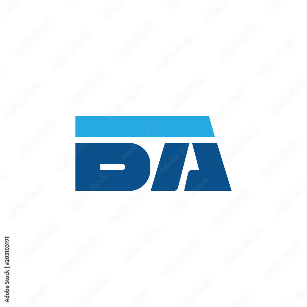 Initial letter BA, straight linked line bold logo, simple flat blue ...