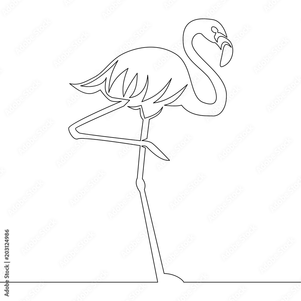 Flamingo continuous line drawing Vector Stock Vector | Adobe Stock