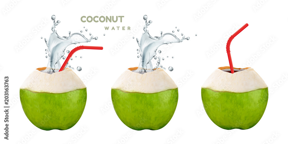 Coconut water set Stock Vector | Adobe Stock