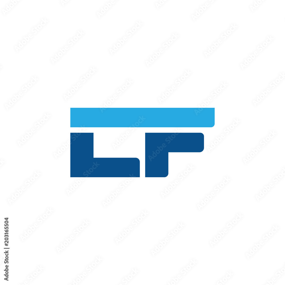 Initial letter LF, straight linked line bold logo, simple flat blue ...