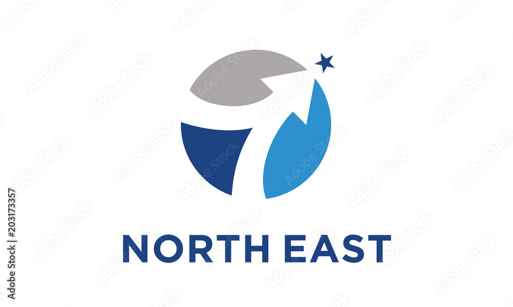 Circle Globe and North East Arrow Path Direction, Ways to Success in ...