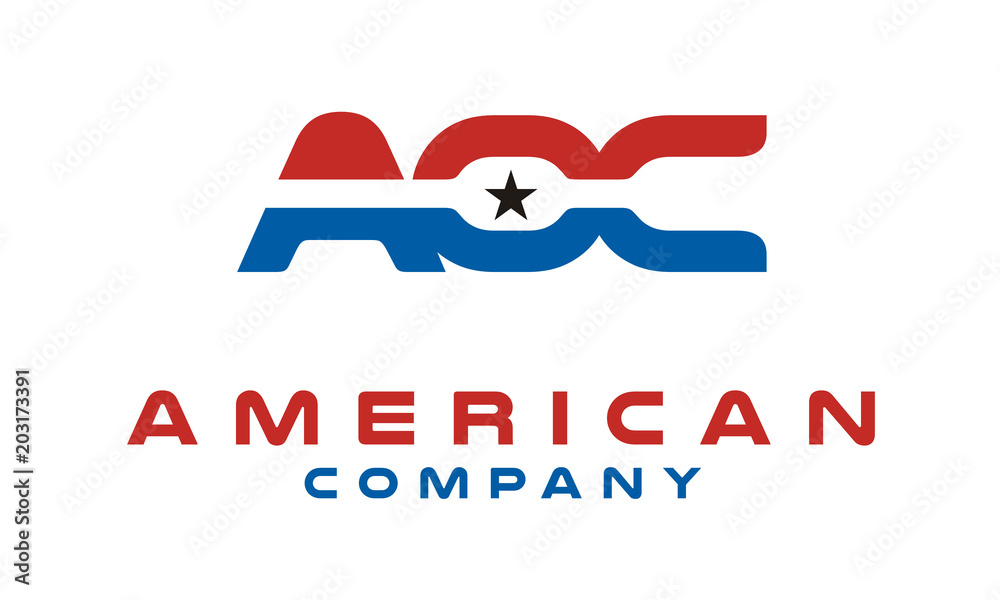 Initials Monogram Letter AOC American logo design inspiration Stock ...