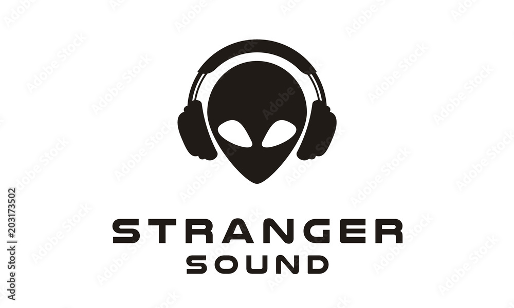 Headphone Earphone Hip Hop DJ Alien Music Studio Record logo design ...