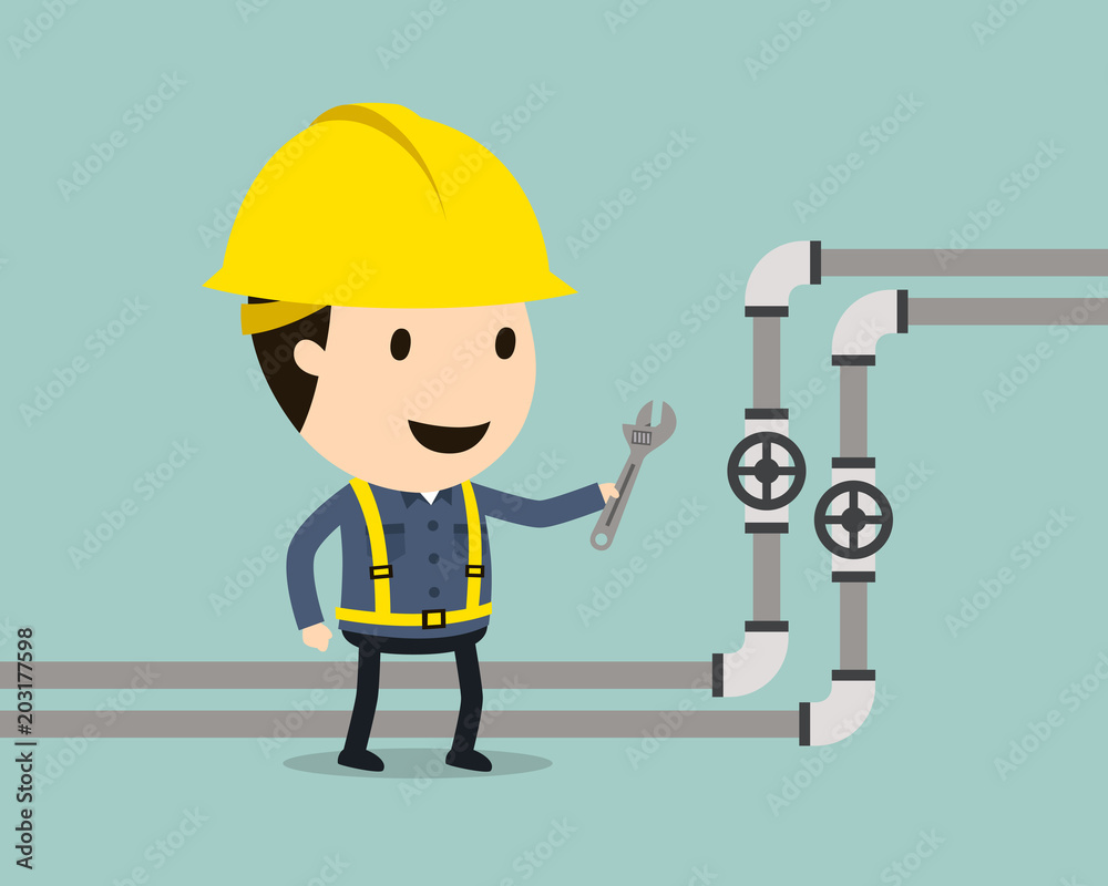 Maintenance check, Vector illustration, Safety and accident, Industrial ...