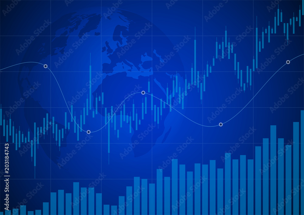 Business graph on blue background design. Economic diagram. Vector ...