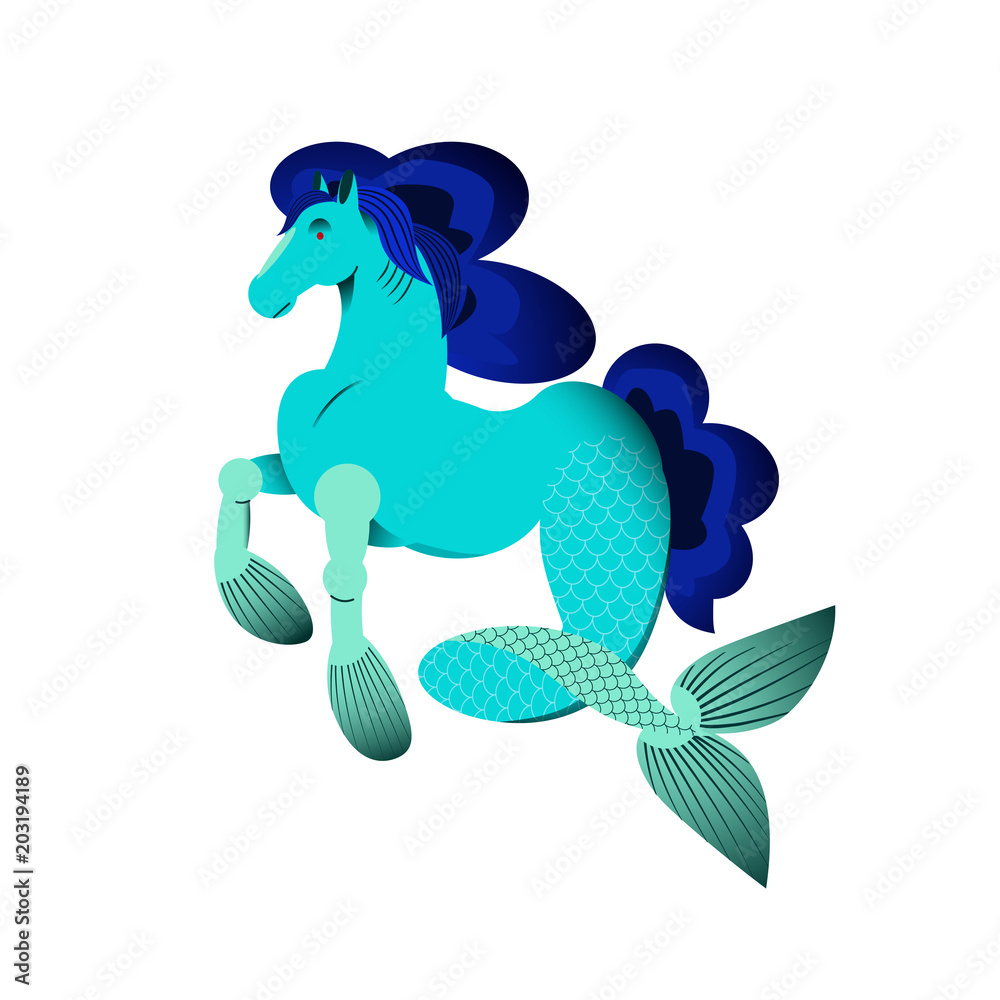 Seahorse, hippocampus mythology fantastic character. Vector ...
