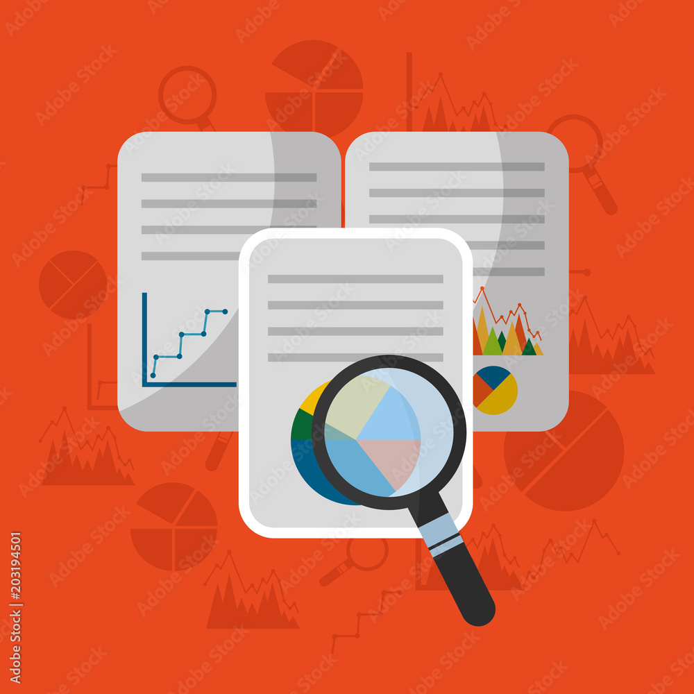 documents analysis statistics graphs file vector illustration Stock ...