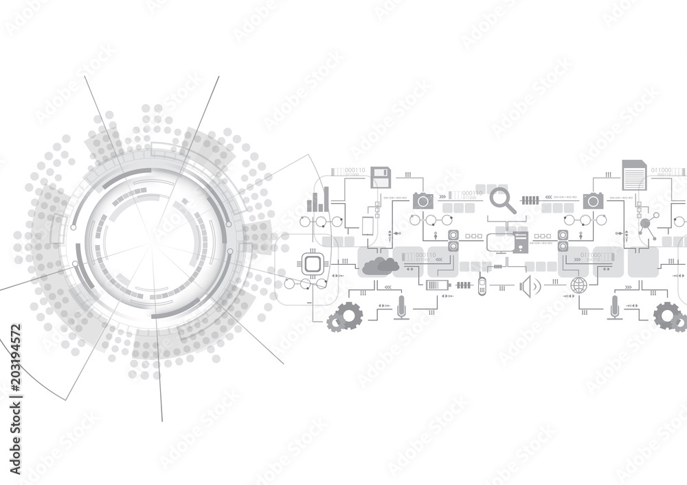 Grey Several Icon Technology Background Stock Vector | Adobe Stock