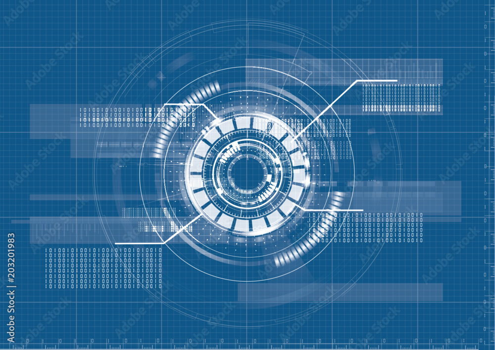 Technological abstract digital blueprint background vector Stock Vector | Adobe Stock